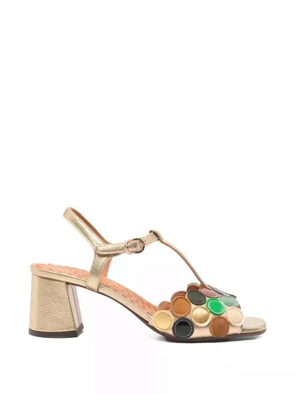 Chie Mihara T-strap Circle-embellished Sandals - Gold