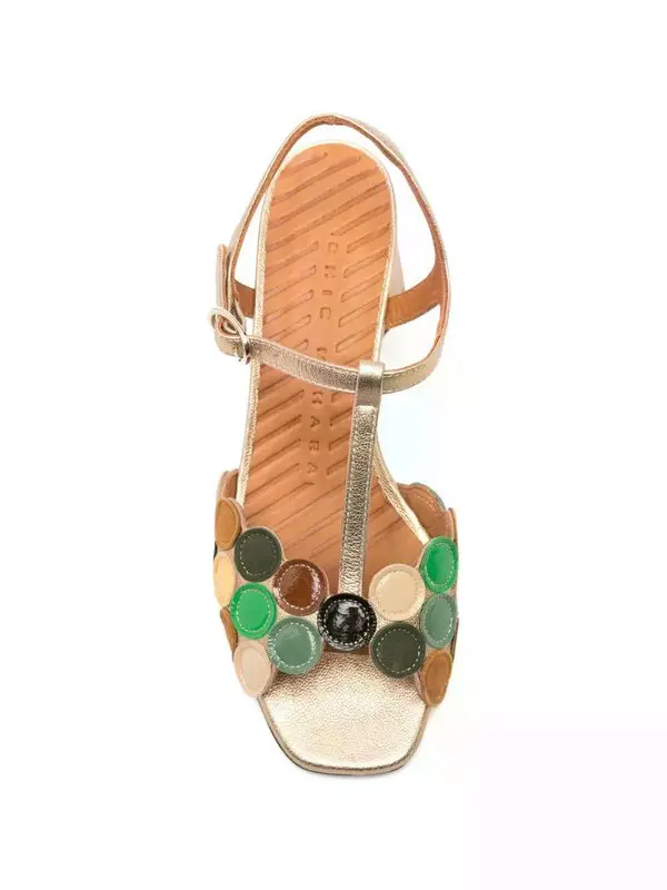 Chie Mihara T-strap Circle-embellished Sandals - Gold