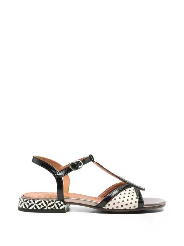 Chie Mihara Perforated T-strap Sandals - Black