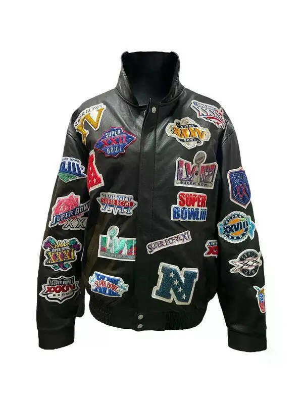 JEFF HAMILTON History Of Super Bowl Collage Jacket - Black