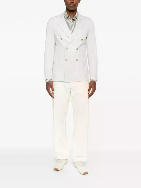 Eleventy Double-breasted Pinstripe Jacket - Grey