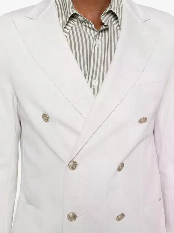 Eleventy Double-breasted Pinstripe Jacket - Grey