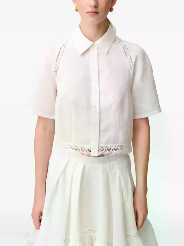 Claudie Pierlot Lace-trim Cropped Shirt