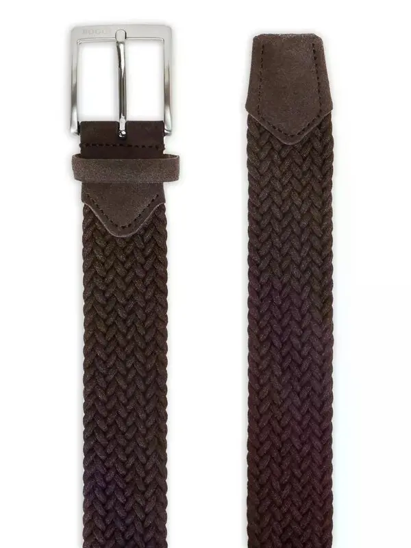 Boggi Milano Woven Suede Belt - Brown