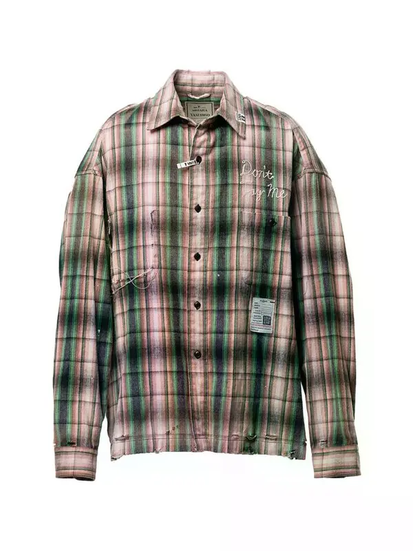 Mihara Yasuhiro Checked Embroidered Shirt