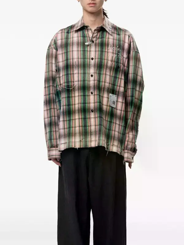 Mihara Yasuhiro Checked Embroidered Shirt
