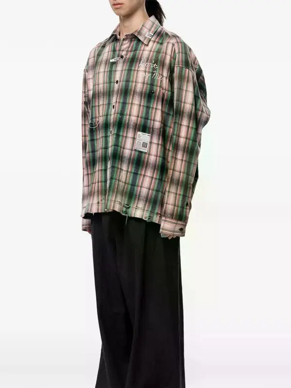 Mihara Yasuhiro Checked Embroidered Shirt