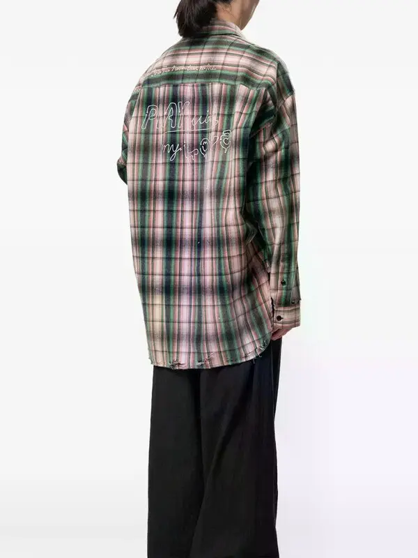 Mihara Yasuhiro Checked Embroidered Shirt