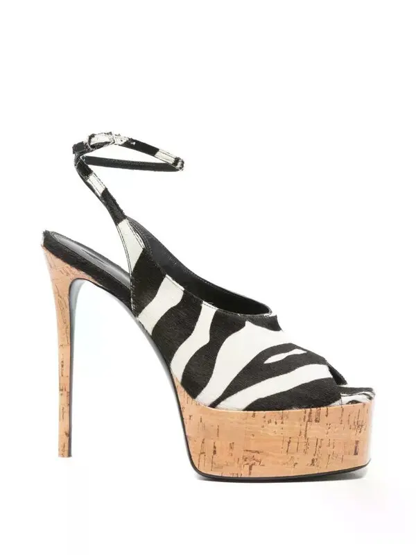 Attico Ornella Zebra-print Platform Sandals - Black