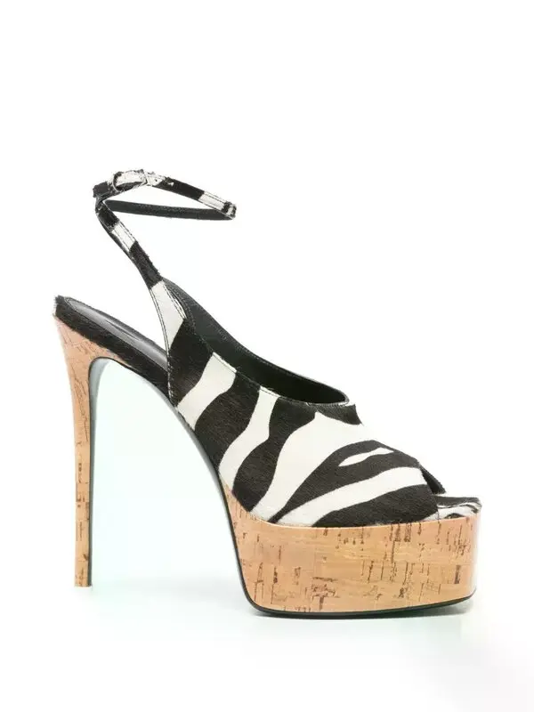 Attico Ornella Zebra-print Platform Sandals - Black