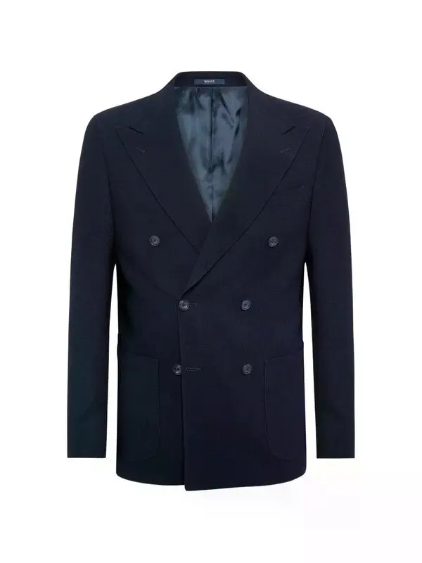 Boggi Milano Double-breasted Patch-pocket Blazer - Blue