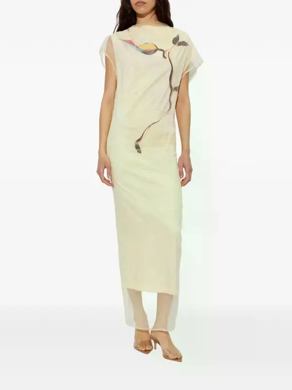 Sportmax Graphic-print Open-back Midi Dress - Yellow