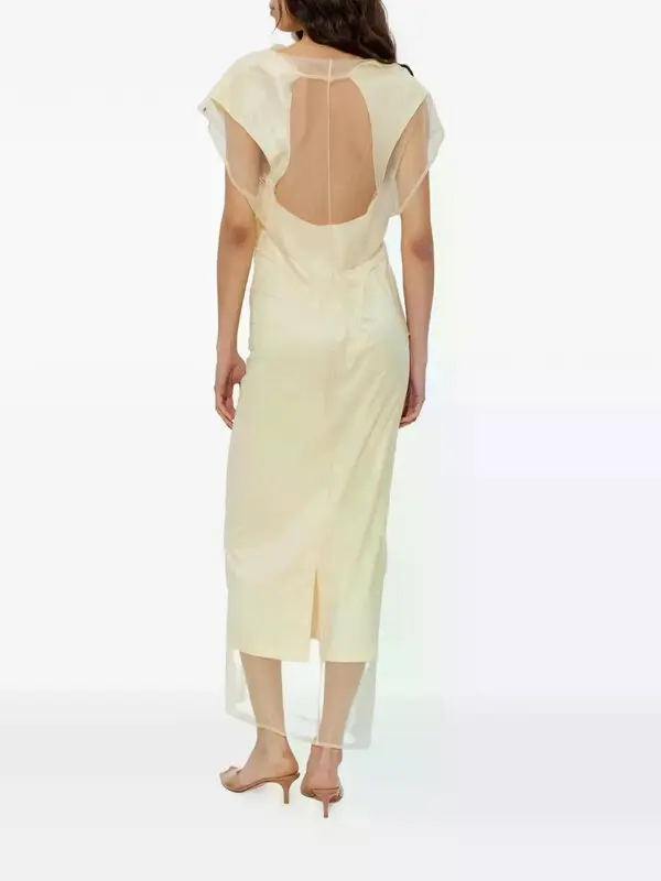 Sportmax Graphic-print Open-back Midi Dress - Yellow