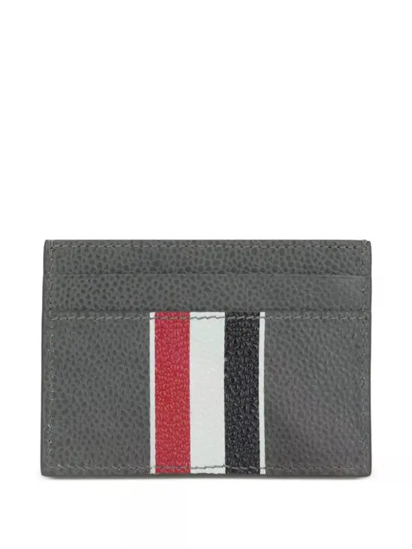 Thom Browne Pebble-grain Rwb Stripe Double-sided Card Holder - Grey