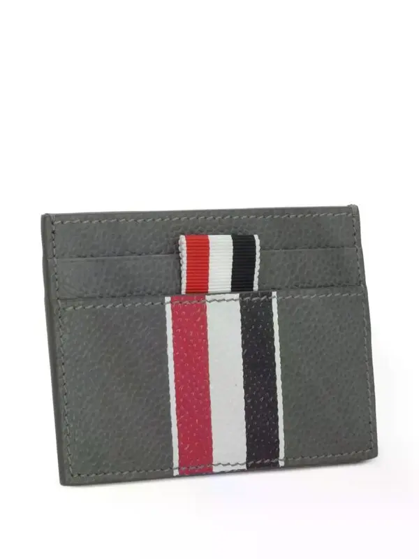 Thom Browne Pebble-grain Rwb Stripe Double-sided Card Holder - Grey