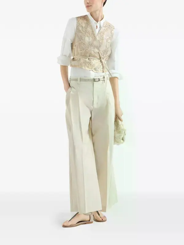 Brunello Cucinelli Techno-cotton Poplin Vest With Seabed Embroidery - Neutrals