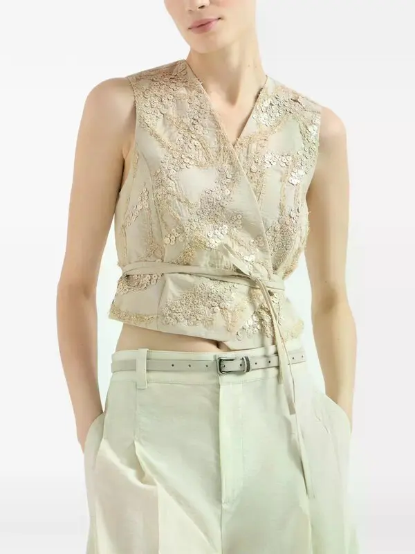 Brunello Cucinelli Techno-cotton Poplin Vest With Seabed Embroidery - Neutrals