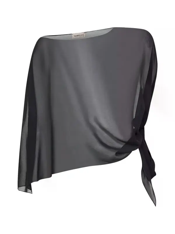 BLANCA VITA Boat-neck Stole - Black