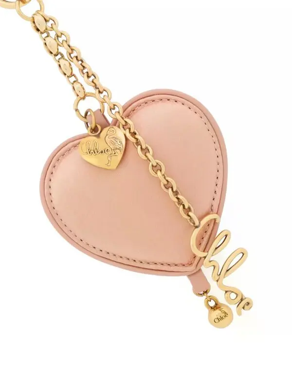 Chloé Symbols Heart Key Ring Bag Charm In Satin & Brass