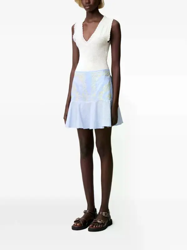 Claudie Pierlot Striped A-line Skirt With Embroidery