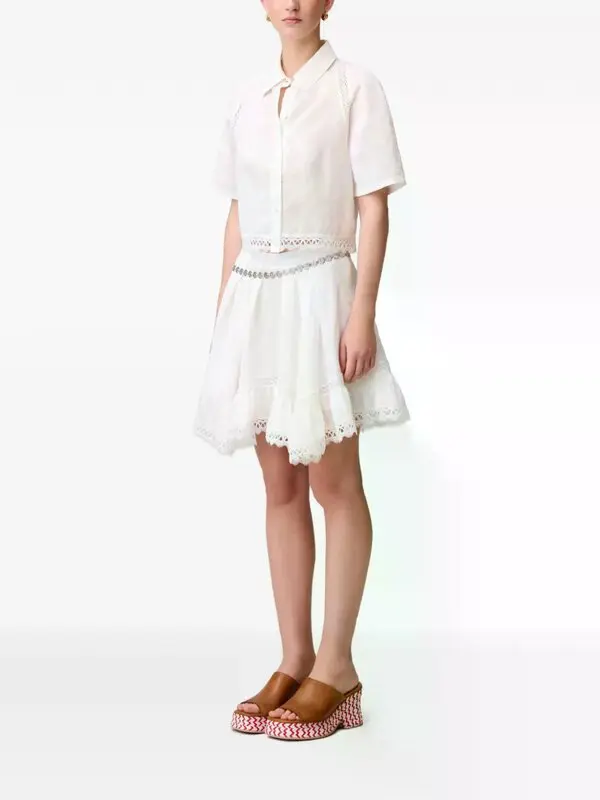Claudie Pierlot Lace-trimmed Cropped Shirt
