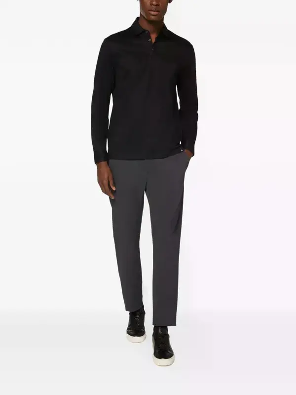 Boggi Milano Long-sleeve Polo Shirt - Black