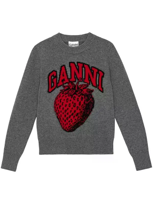GANNI Intarsia-knit Logo Jumper