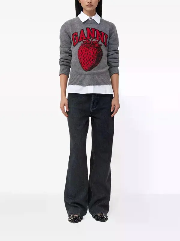 GANNI Intarsia-knit Logo Jumper