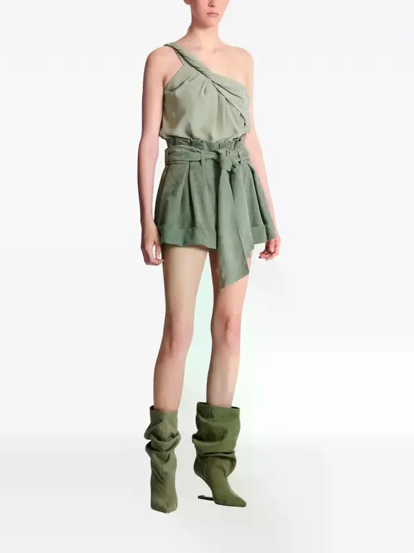 Balmain Self-tie Leather Shorts