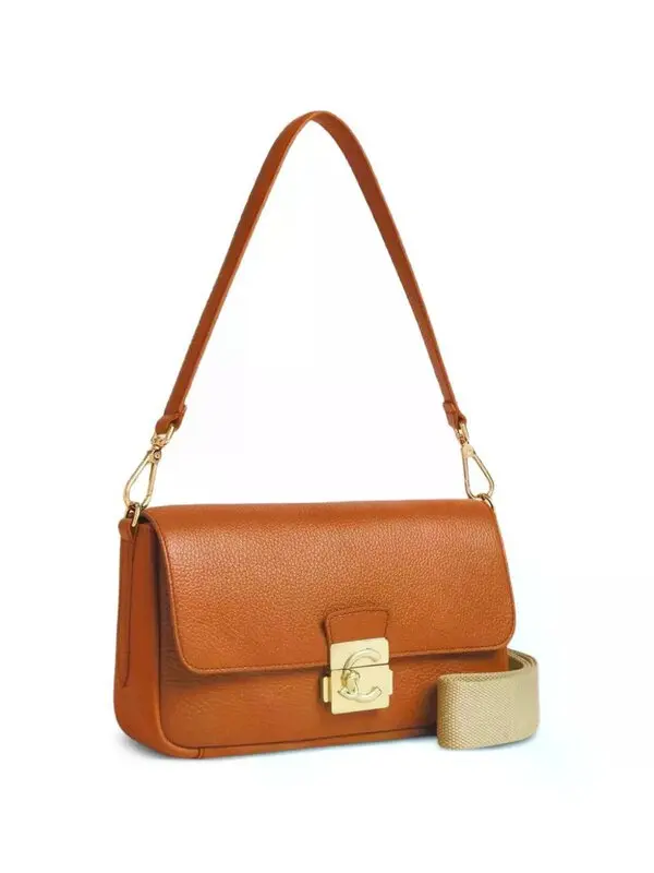 COCCINELLE Medium Pebbled Leather C-me Lock Shoulder Bag - Neutrals