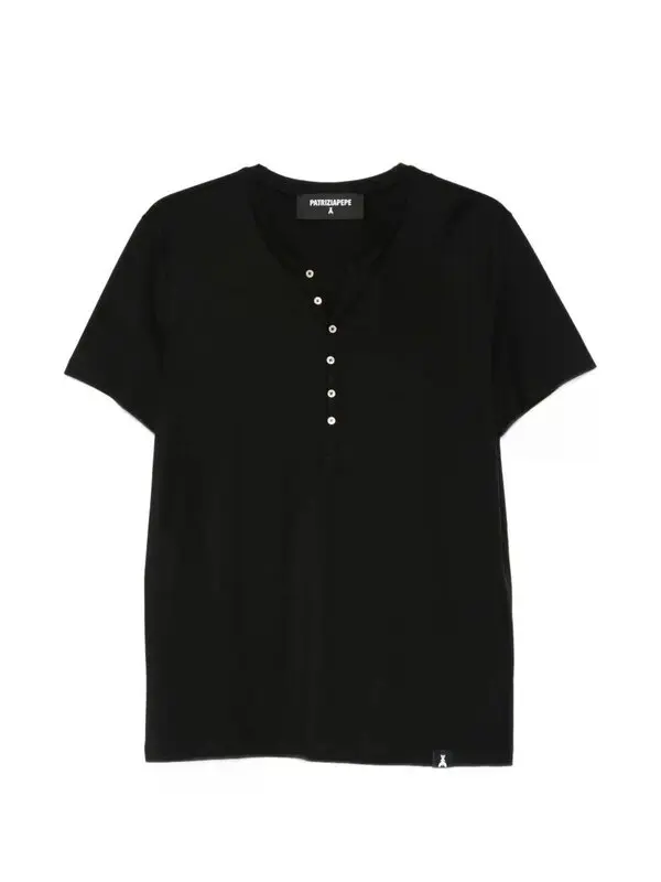 Patrizia Pepe Buttoned T-shirt - Black