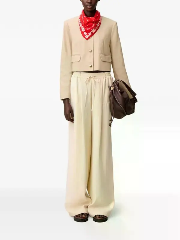 Claudie Pierlot Drawstring Wide-leg Tailored Trousers - Neutrals