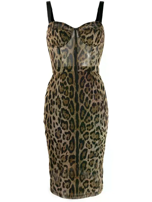 Dolce & Gabbana Leopard-print Bustier Midi Dress