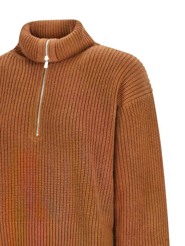 Max Mara Zip-up Roll-neck Jumper - Brown