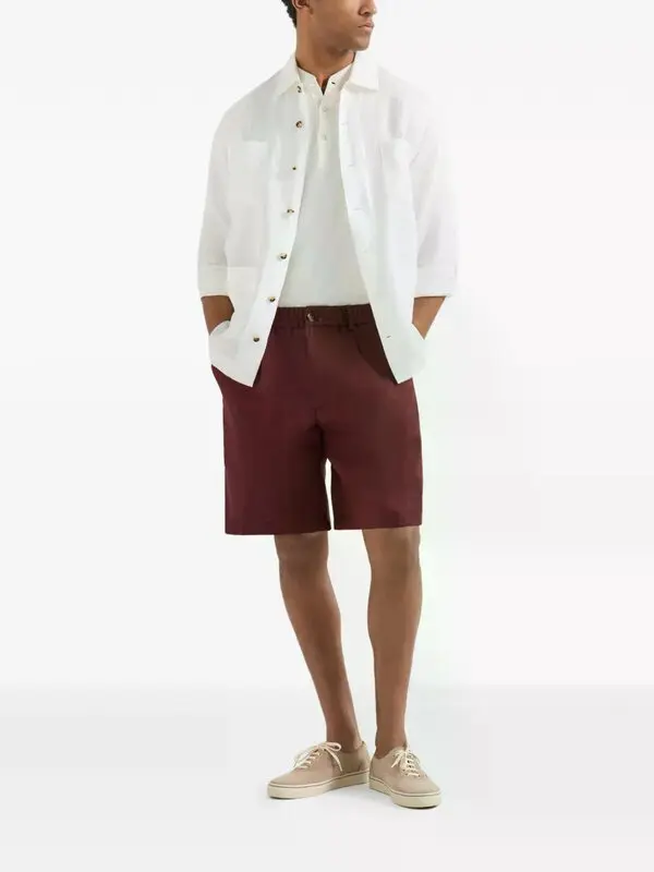 Brunello Cucinelli Chevron Textured Bermuda Shorts - Red