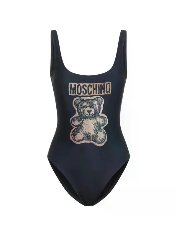 Moschino Bear-print One-piece Swimsuit - Black