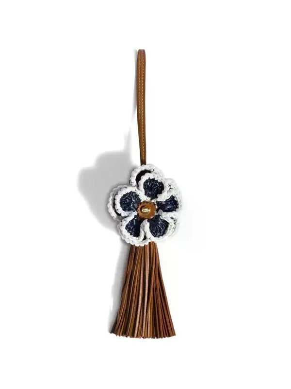 Miu Miu Floral Raffia-effect Yarn Trick With Leather Strap - Brown