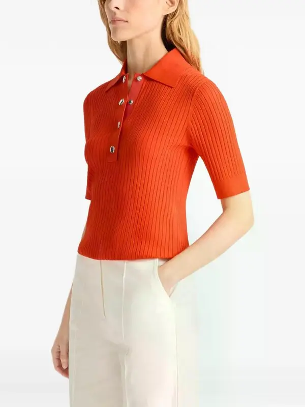 Fusalp Vera Ribbed Polo Top - Orange