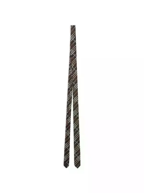 Burberry Check Skinny Silk Tie - Brown