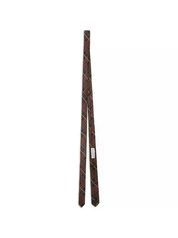 Burberry Checked Silk Skinny Tie - Brown