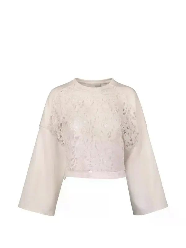 Valentino Garavani Lace-panel Cropped Sweatshirt