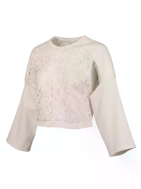 Valentino Garavani Lace-panel Cropped Sweatshirt