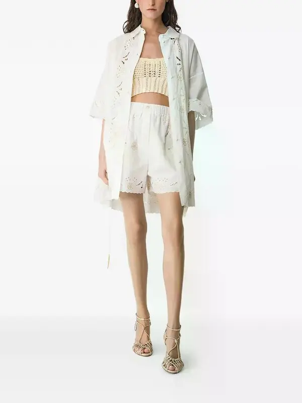 FORTE_FORTE Embroidered Poplin Shorts