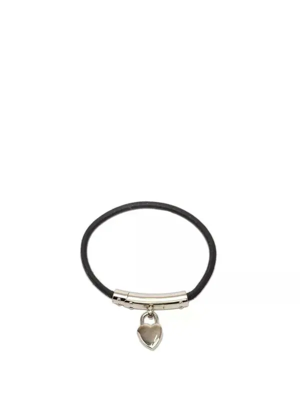 Hermès 2000-2010 Leather Cadena Heart Charm Bracelet - Black