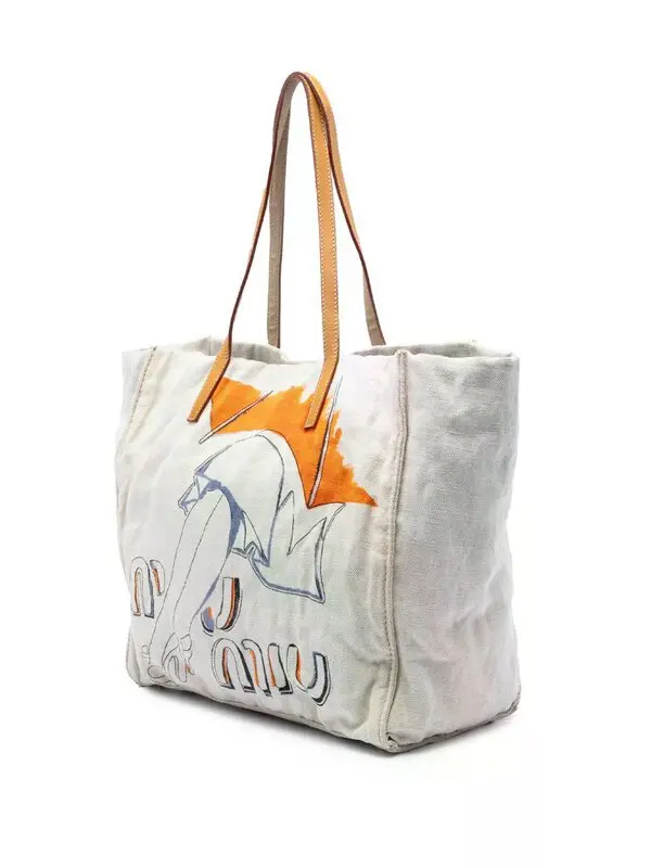 Miu Miu Printed Canvas Tote Bag