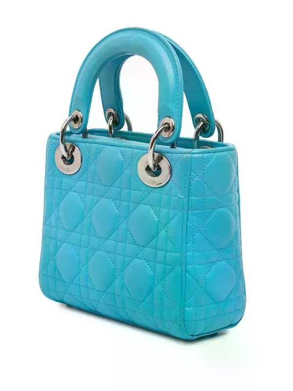 Dior 2012 Mini Lambskin Cannage Lady Satchel - Blue
