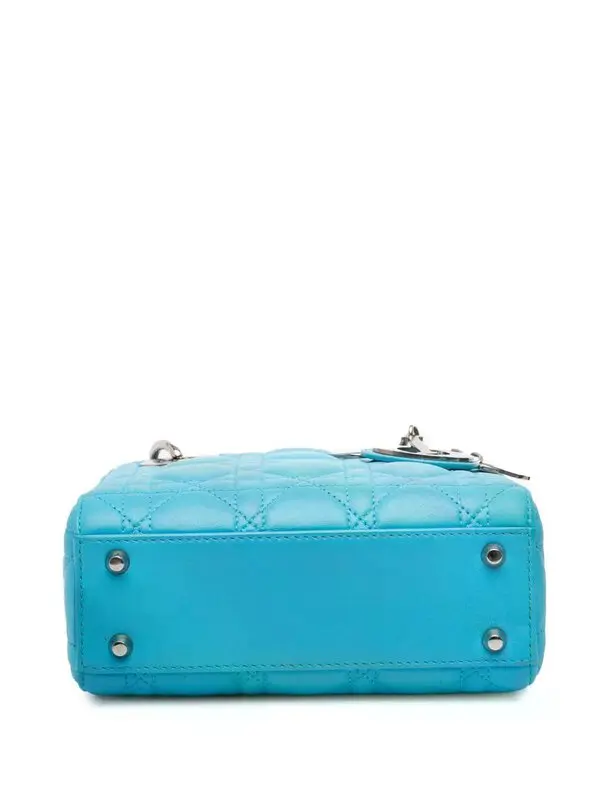 Dior 2012 Mini Lambskin Cannage Lady Satchel - Blue