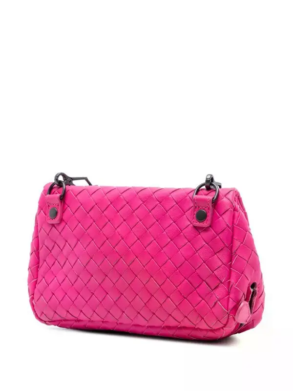 Bottega Veneta Mini Nappa Intrecciato Expandable Chain Flap Crossbody Bag - Pink