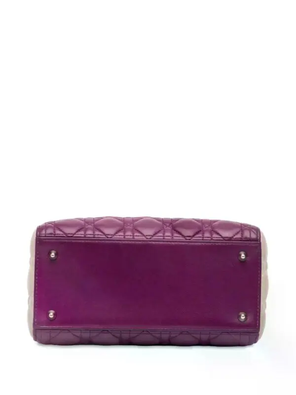 Dior 2014 Medium Tricolor Lambskin Cannage Lady Satchel - Purple