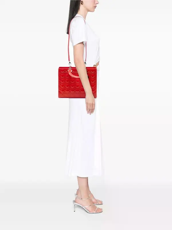 Dior 2010 Large Patent Cannage Lady Satchel - Red
